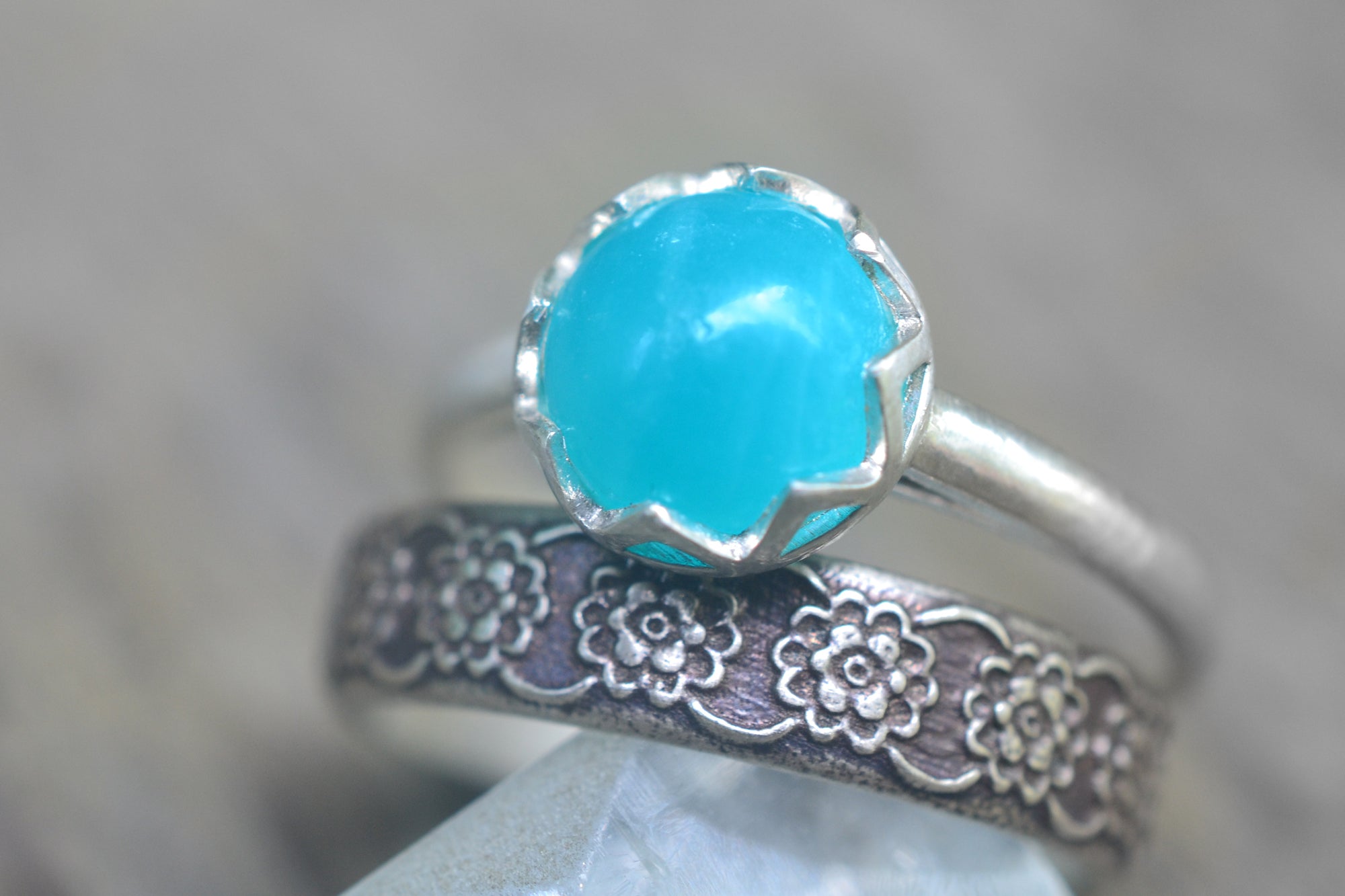 Amazonite Stacking Set, Gemstone Statement Ring, Wildflower Band ...